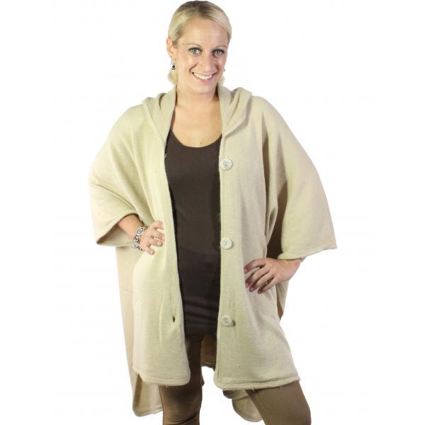 Wholesale8708 - Hoodie Capes -8708 - Beige Hoodie Cape