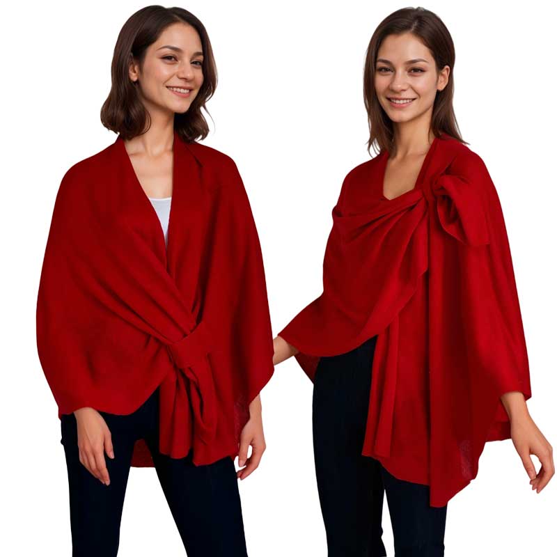 Wholesale3934 - Cashmere Feel Double Loop Cape-Red